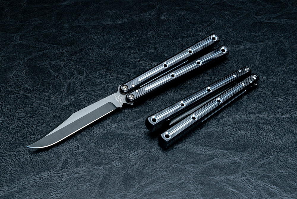 Squid Industries Krake Raken V2.5 Inked Butterfly Balisong Bowie Black ...