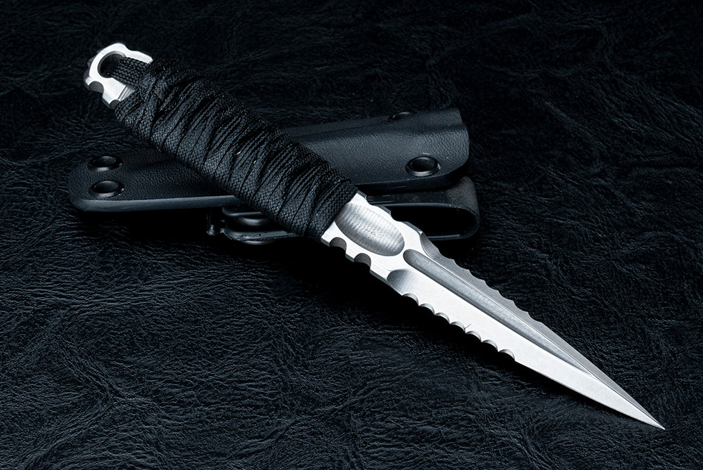 Knight Elements Custom OSS Dagger Partially Serrated Blade w/ Cord Wrap ...