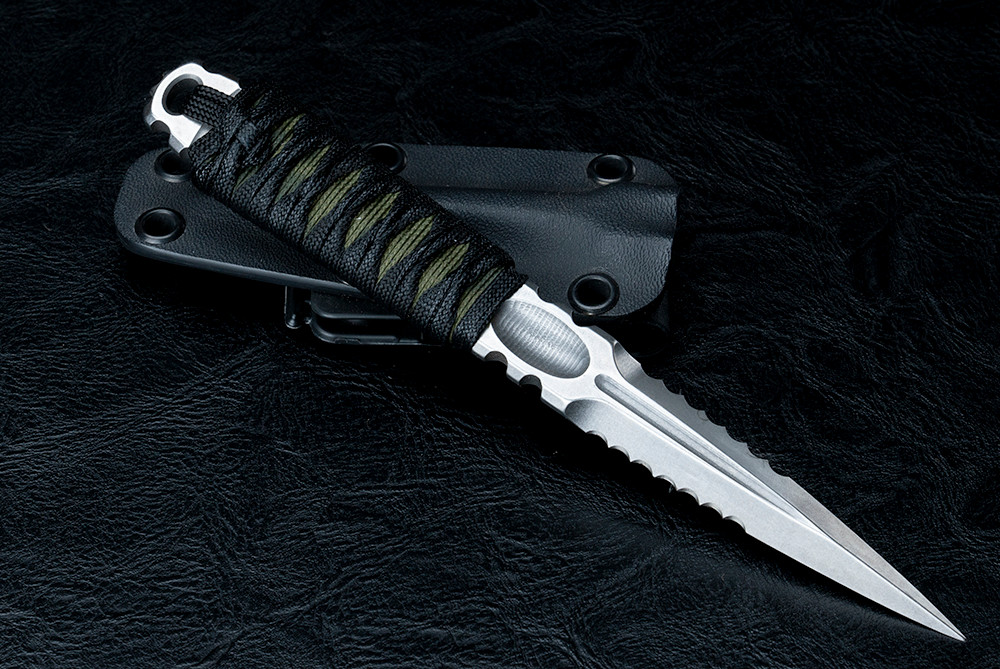 Knight Elements Custom OSS Dagger Partially Serrated Blade w/ Cord Wrap ...