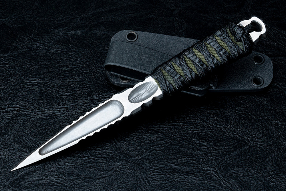 Knight Elements Custom OSS Dagger Partially Serrated Blade w/ Cord Wrap ...