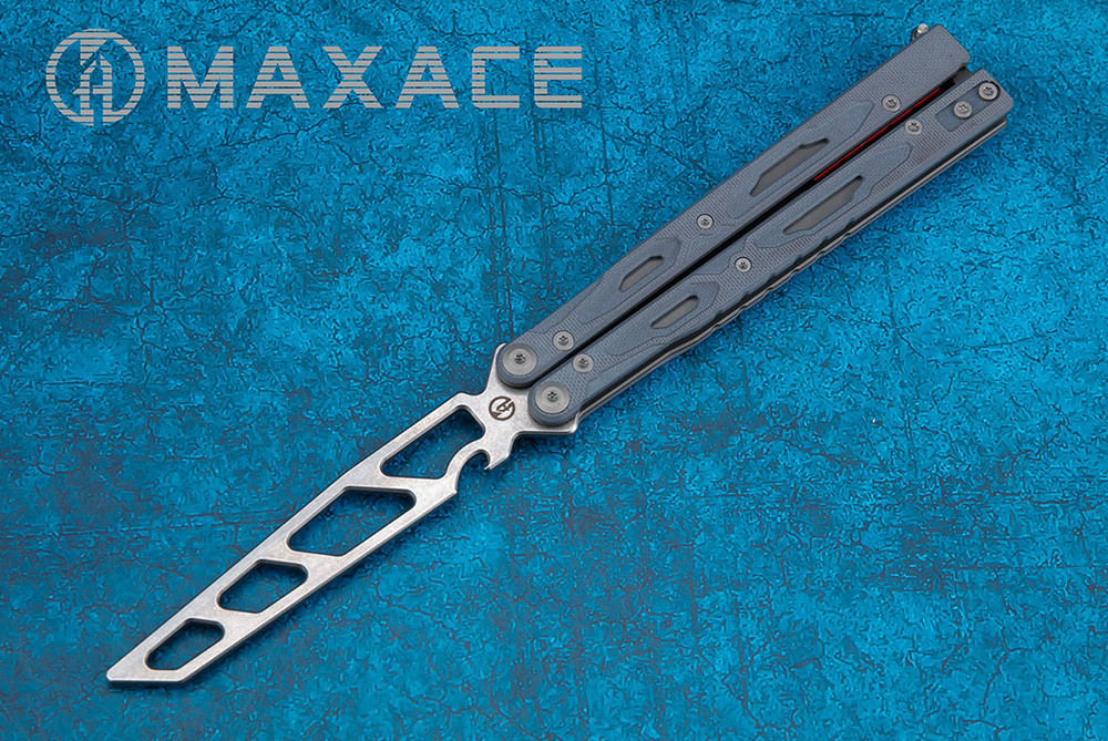 Maxace Knives Unicorn Butterfly Knife Satin / Stonewash Spearpoint ...