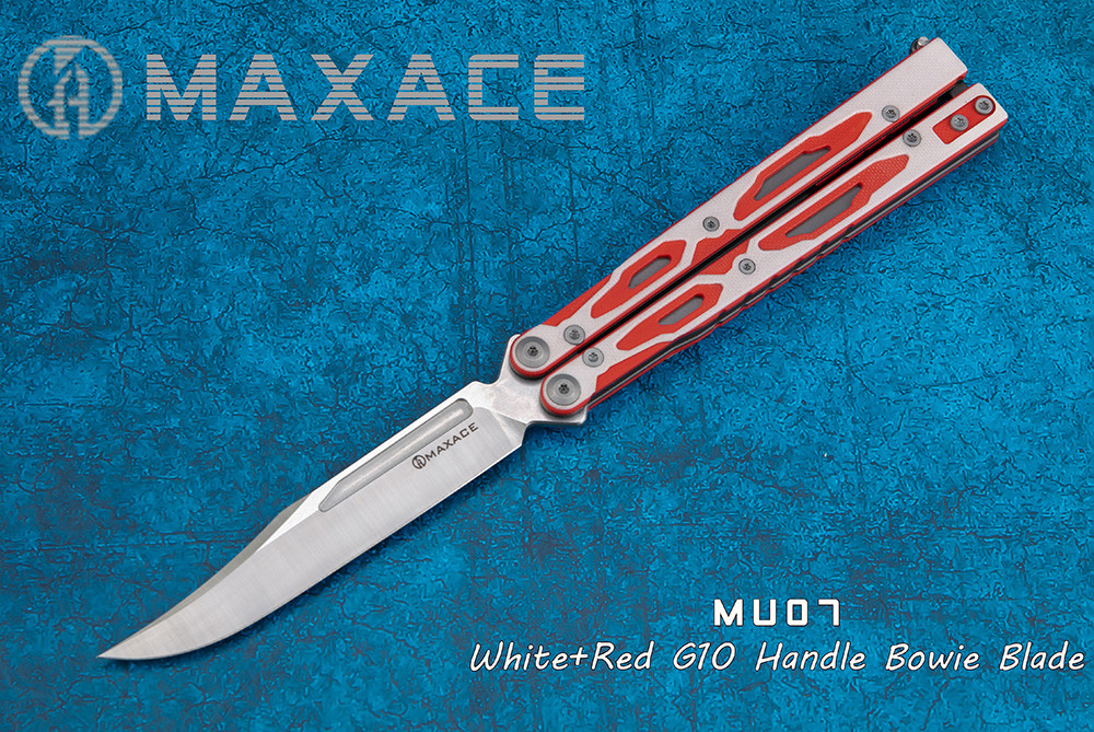 Maxace Knives Unicorn Butterfly Knife Satin / Stonewash Spearpoint ...