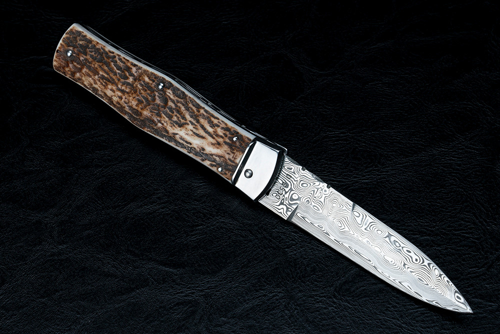 Mikov Knives Predator 241 Wildcat Lever Lock Automatic Knife Damascus ...