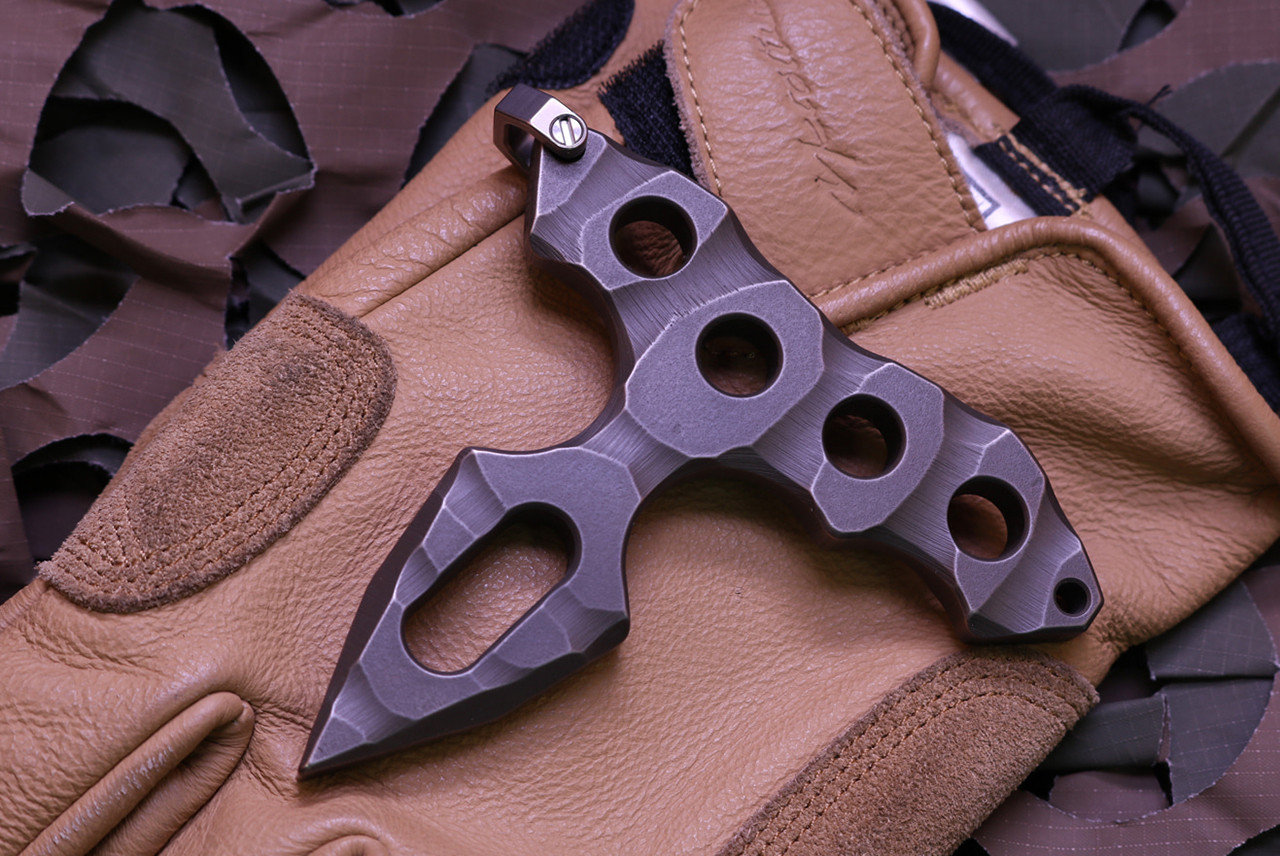 Raidops Custom Push Punch Titanium Knuckle Dark Brown Finish - Tactical ...