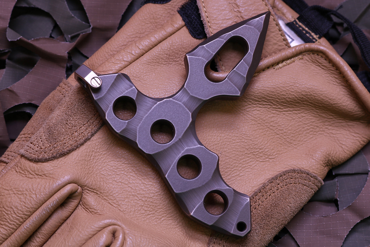 Raidops Custom Push Punch Titanium Knuckle Dark Brown Finish - Tactical ...