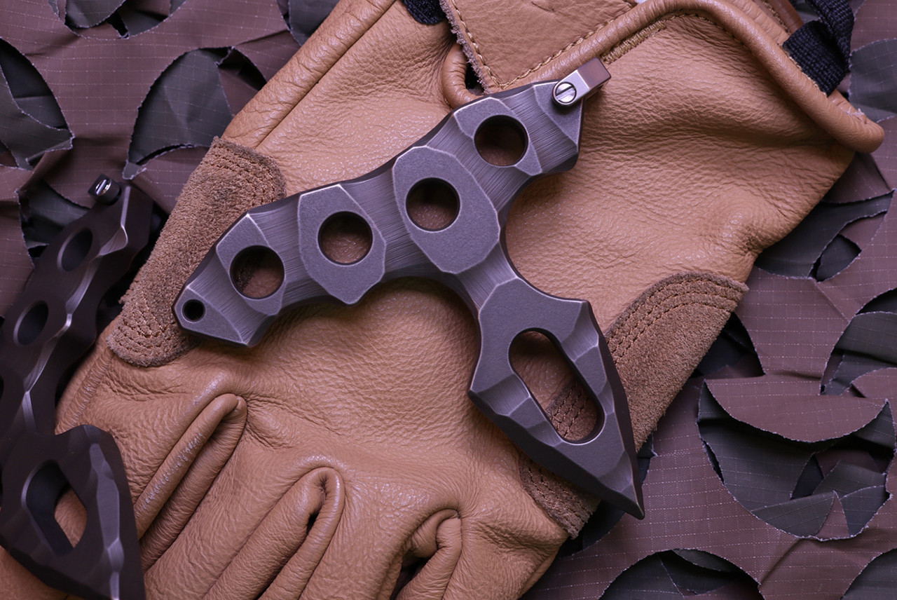 Raidops Custom Push Punch Titanium Knuckle Dark Brown Finish - Tactical ...