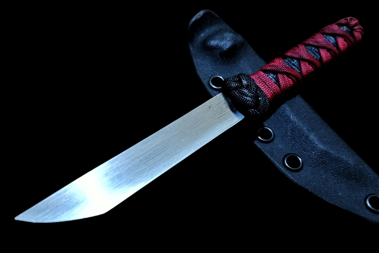 Ecos Knives 10" Custom Tanto Red & Black wrap with Turks Head ...