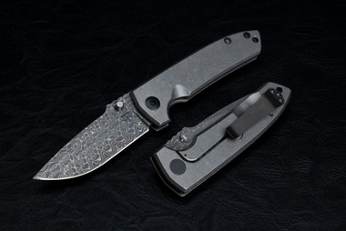 Les George Knives VECP Folding Knife Hand Ground Damascus Blade w ...