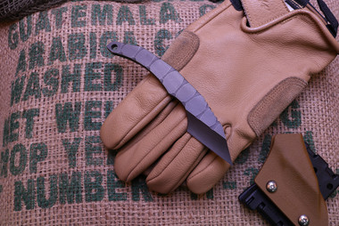 Raidops Kiritashi Limited Edition Fixed Blade Knife D2 Dark Brown Finish w/ Sheath - Tactical ...