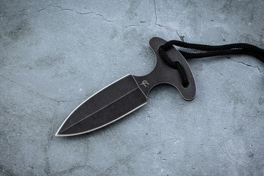 Fred Perrin Push Dagger Fixed Blade Knife Black Stonewash w/ Sheath ...