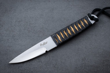 Al Polkowski Custom Fixed Blade Knife Drop Point Satin Blade w/ Black ...