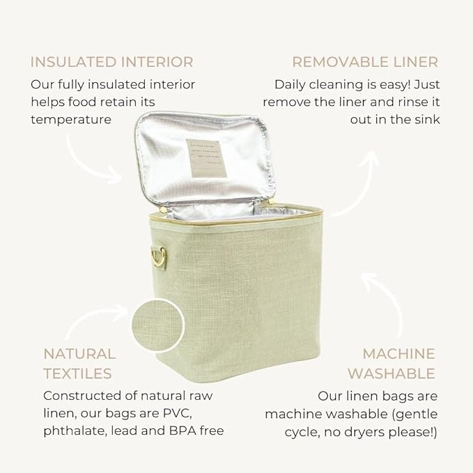 SoYoung Linen Sage Green Lunch Bag - iLIKENEW