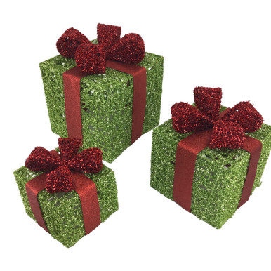 Gift Box Red Bow - Green Sml 15cm - Cape View Nursery