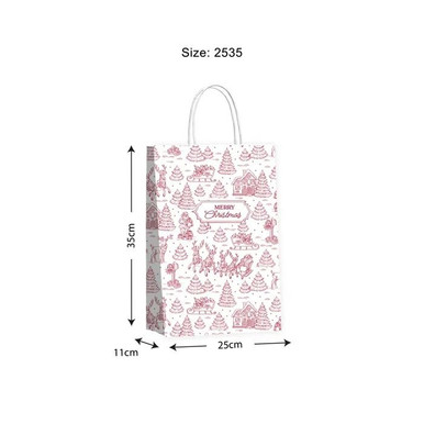 Gift Bag - Toile Red L 250 x 350 x 110mm Red/White - Cape View Nursery