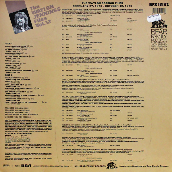 Waylon Jennings - The Waylon Jennings Files, Vol. 12 - Footscray Records