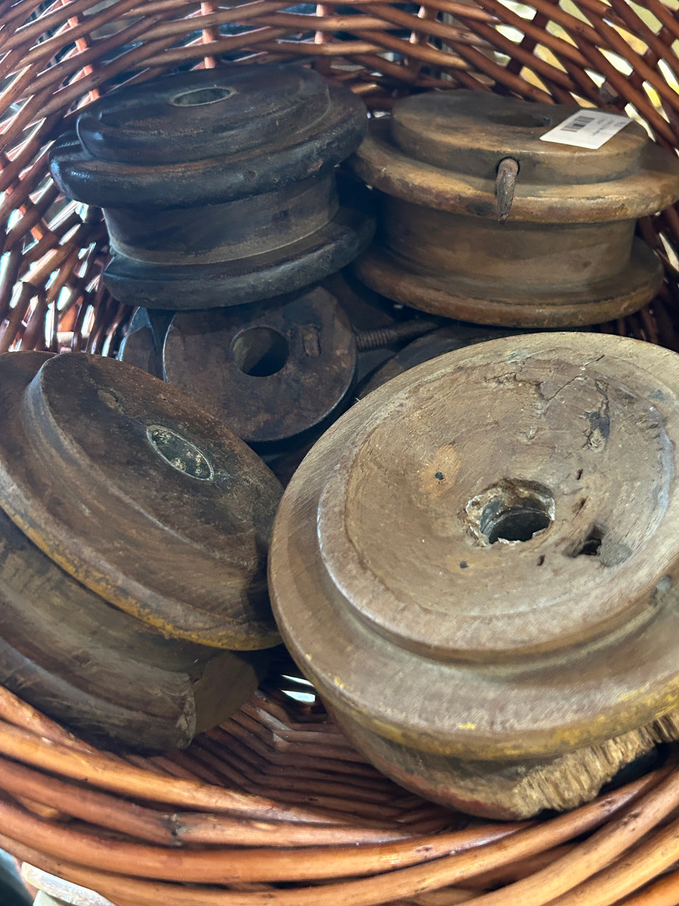 Short Wooden Spool Base Decor