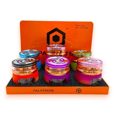 Palpitate 4 Part Aluminum Lid Round Pot Grinder w Tray 6ct