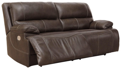 The Ricmen Walnut 2 Seat Power Reclining Sofa Adj Hdrest available at Wier Furniture serving Lewistown MT and surrounding areas