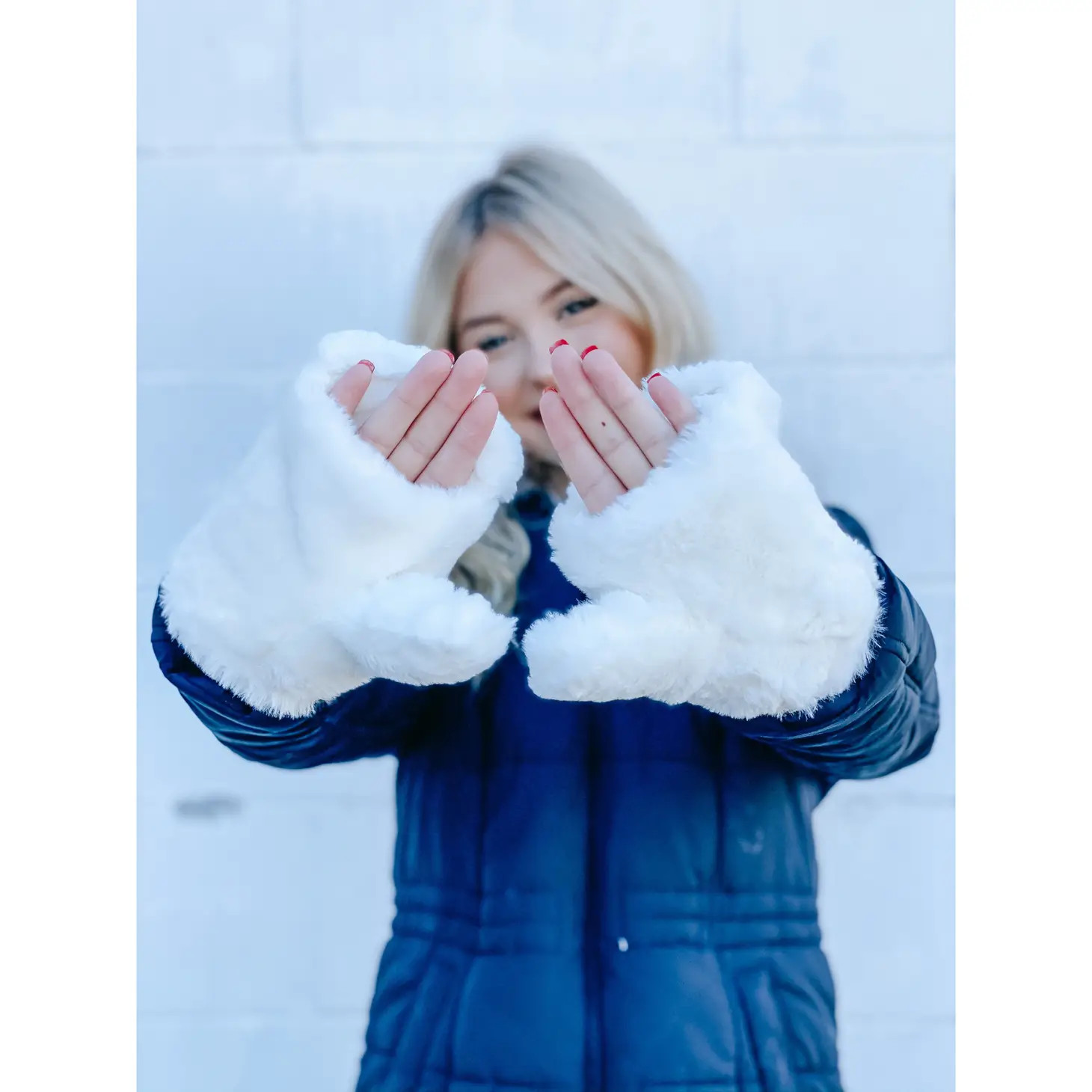 Mittens Faux Fur Fold Over Finger Convertible Fleece Lined CC Mitten ...