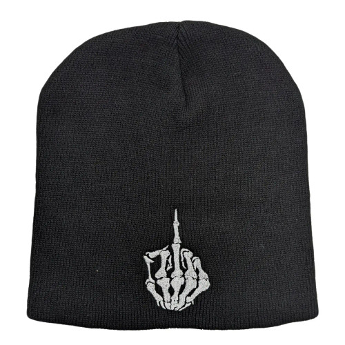 Beanie, Skeleton Middle Finger Black - Go Brazen