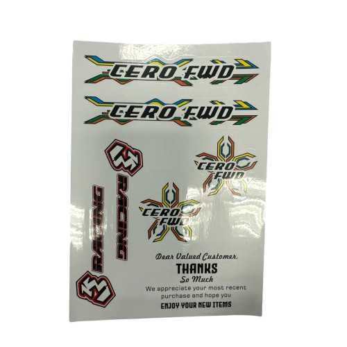Cero Sport M Chassis 4WD FWD Kit Sticker Sheet