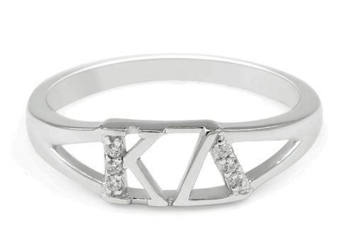 Kappa Delta Sterling Silver Ring set with Lab-Created Diamonds - Greek Gear