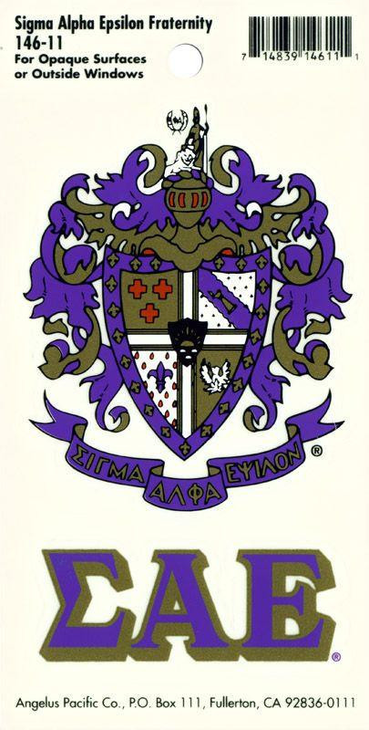 Sigma Alpha Epsilon Crest - Shield Decal - Greek Gear