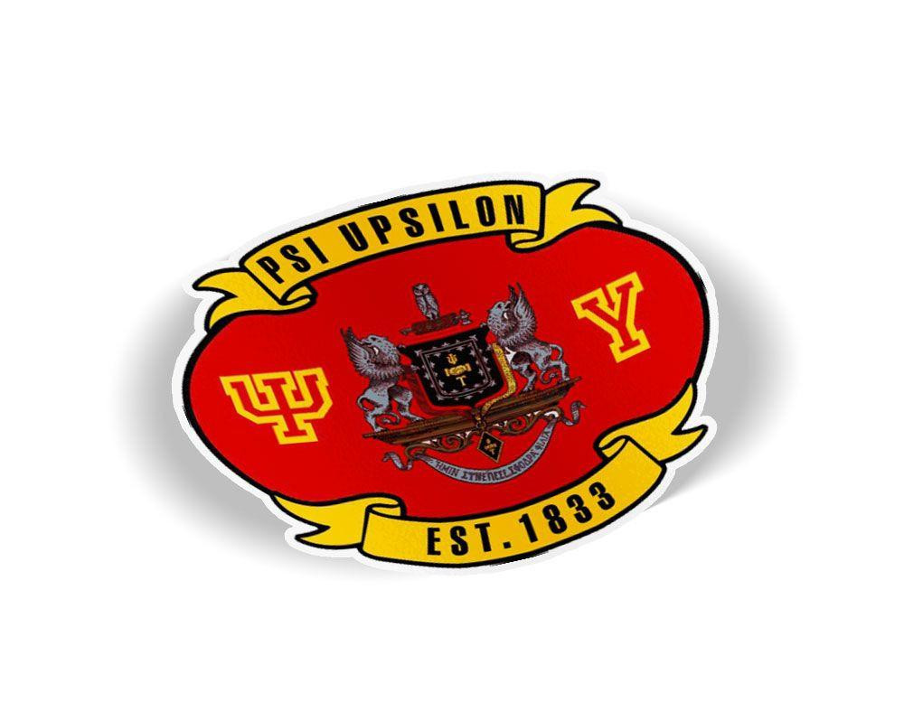 Psi Upsilon Banner Crest - Shield Decal - Greek Gear