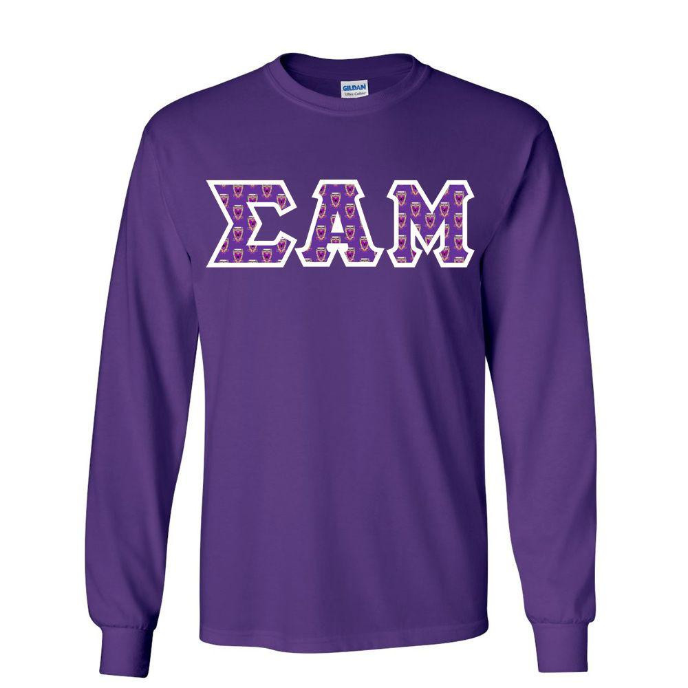Sigma Alpha Mu Fraternity Crest - Shield Twill Letter Longsleeve Tee ...