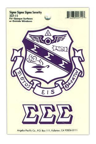 Sigma Sigma Sigma Crest - Shield Decals - Greek Gear