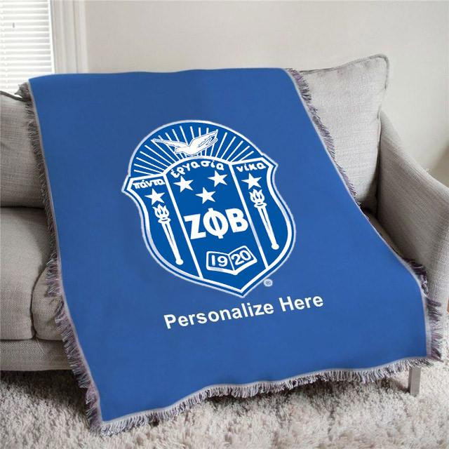 Zeta Phi Beta Full Color Crest Afghan Blanket Throw - Greek Gear