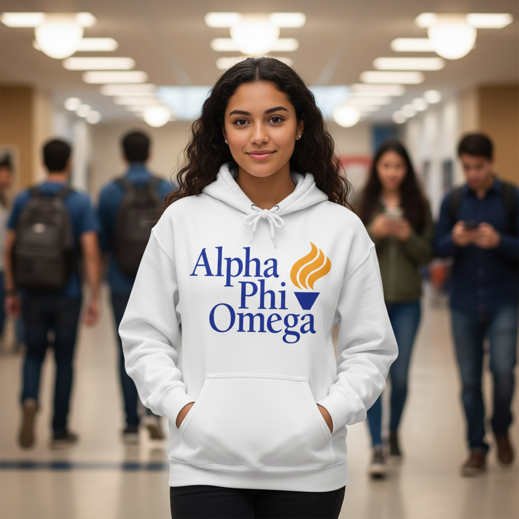 Alpha Phi Omega Logo Torch Hooded Sweatshirt - Greek Gear