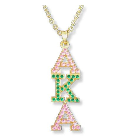 Alpha Kappa Alpha AKA Austrian Crystal Pendant Gold - Greek Gear