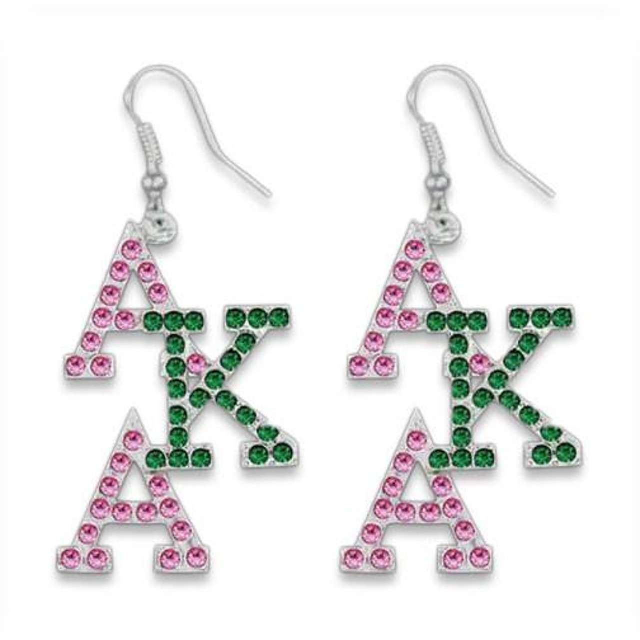 Alpha Kappa Alpha AKA Color Crystal Overlap Letters Earrings - Greek Gear