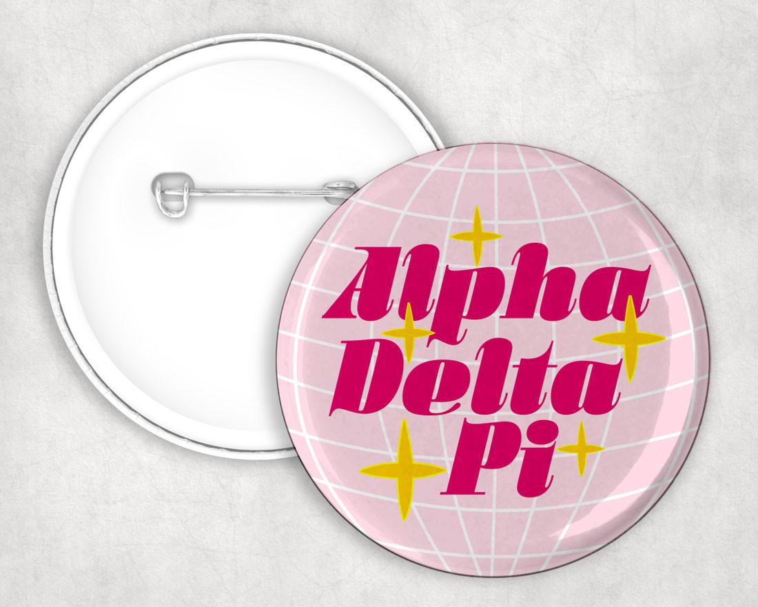 Alpha Delta Pi Disco Pin Buttons - Greek Gear