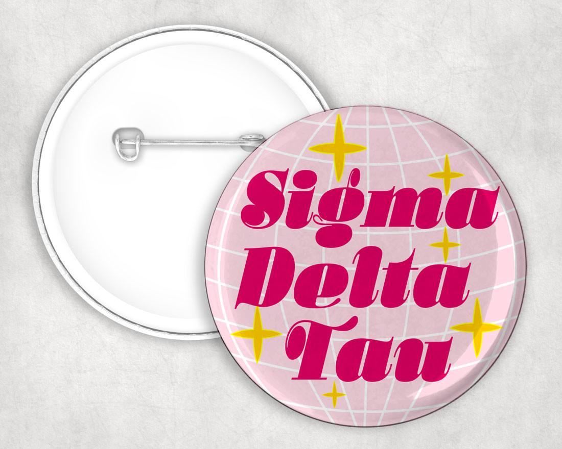 Sigma Delta Tau Disco Pin Buttons - Greek Gear