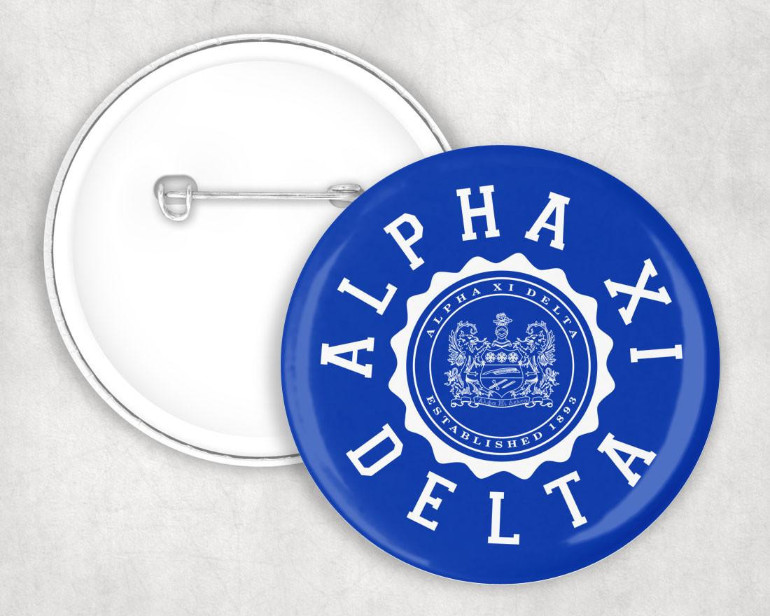 Alpha Xi Delta Seal Crest Pin Buttons - Greek Gear