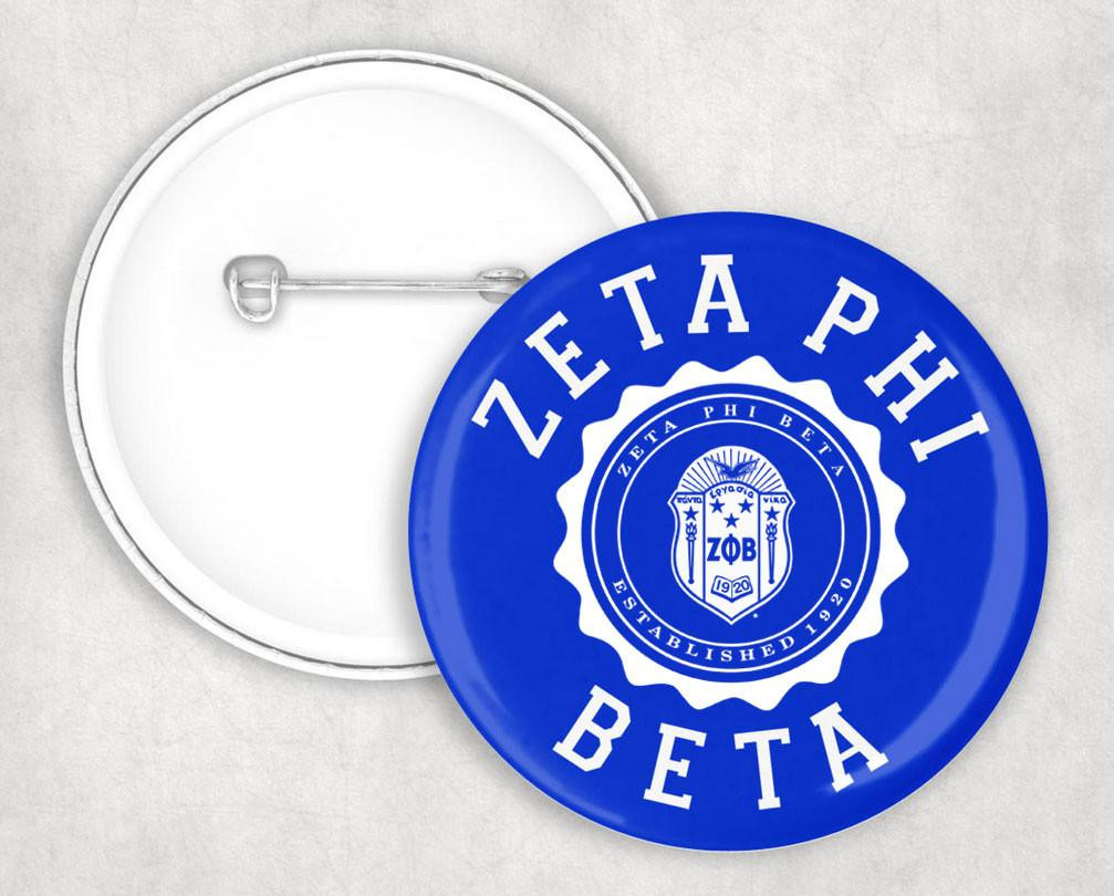 Zeta Phi Beta Seal Crest Pin Buttons - Greek Gear