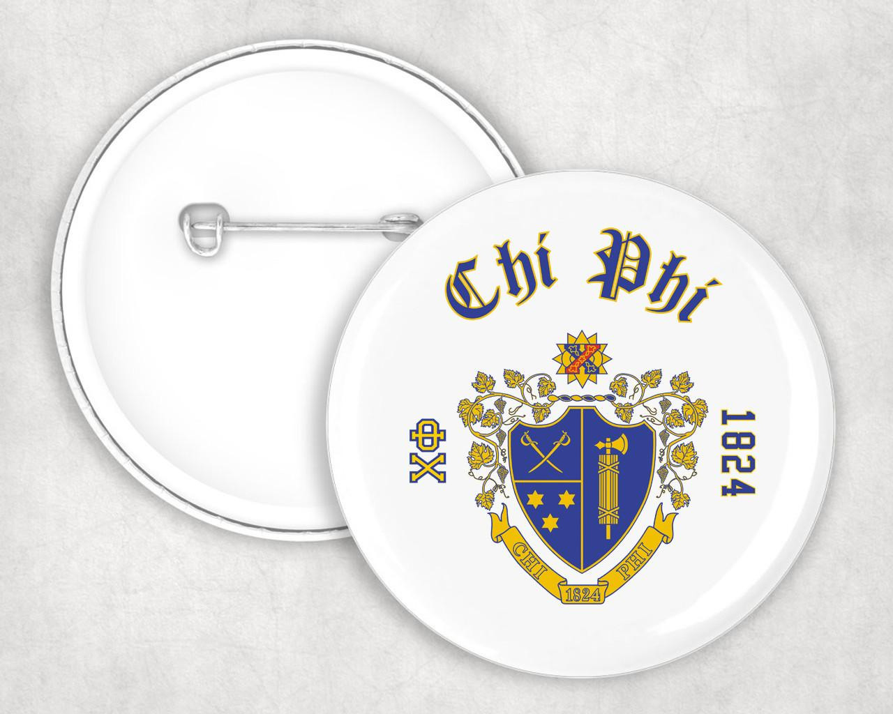 Chi Phi Classic Crest Button - Greek Gear