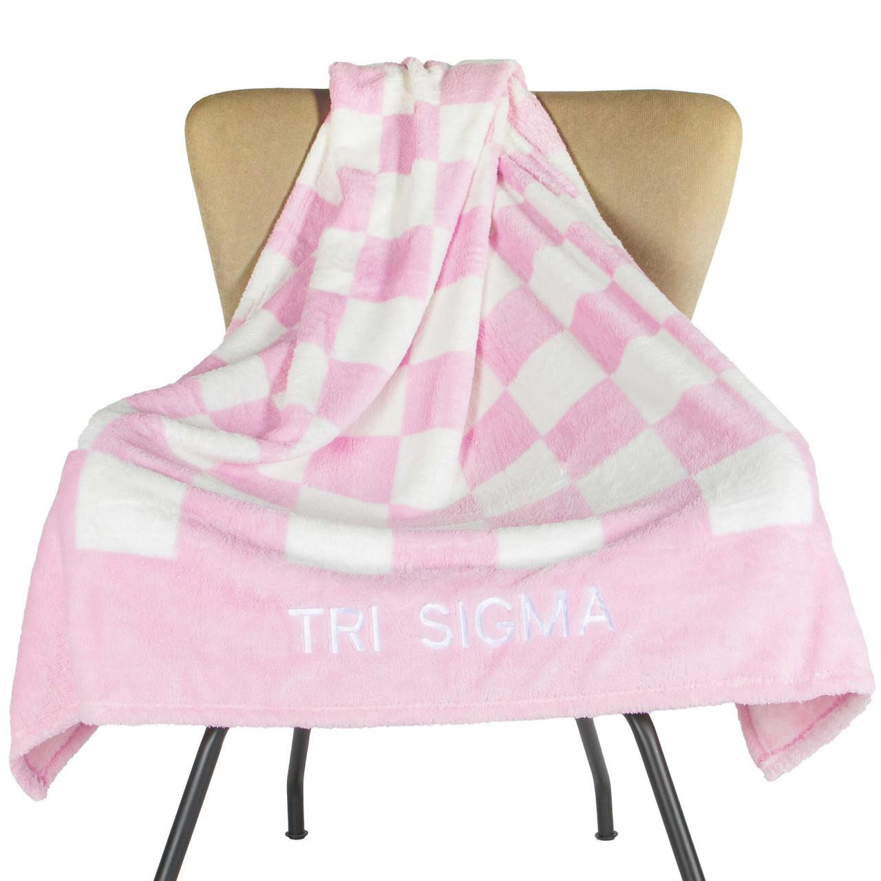 Sigma Sigma Sigma Sherpa Checkerboard Throw Blankets - Greek Gear
