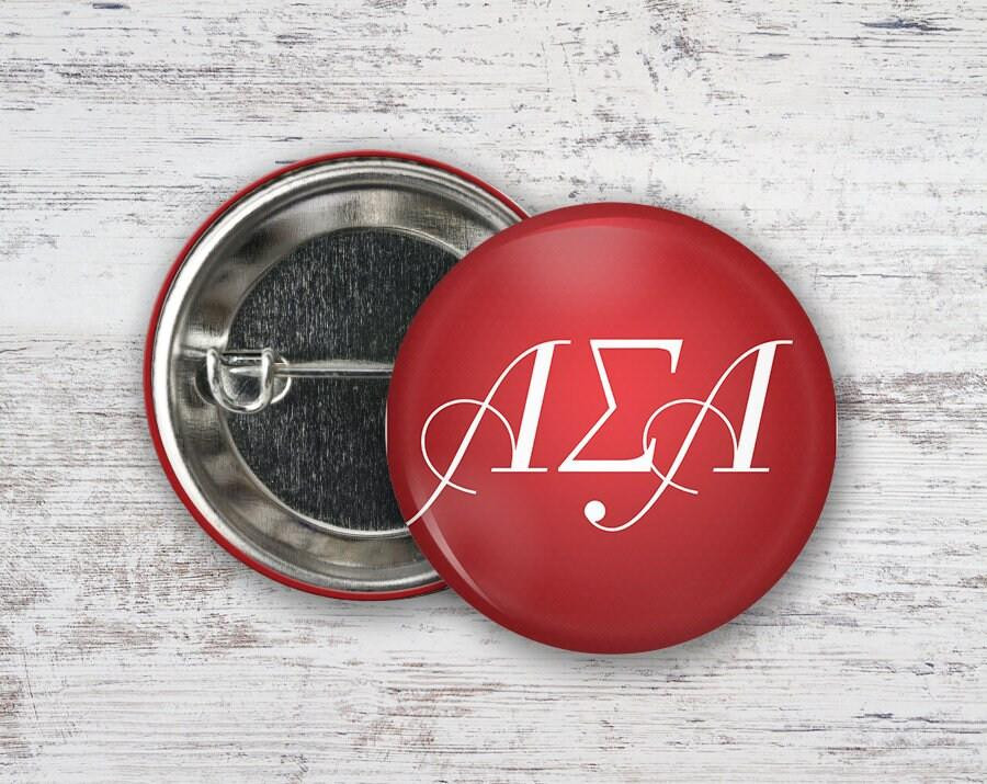ASA Alpha Sigma Alpha Logo Greek Pinback Sorority Button - Greek Gear