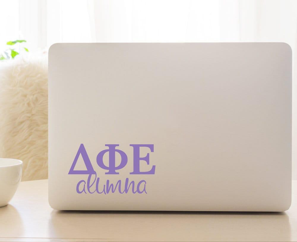 DPhiE Delta Phi Epsilon Letters Alumna Sorority Decal Laptop Sticker ...