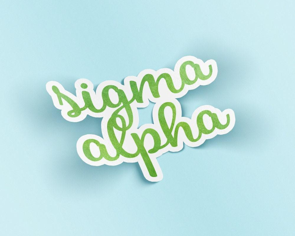 SA Sigma Alpha Watercolor Script Sticker - Greek Gear