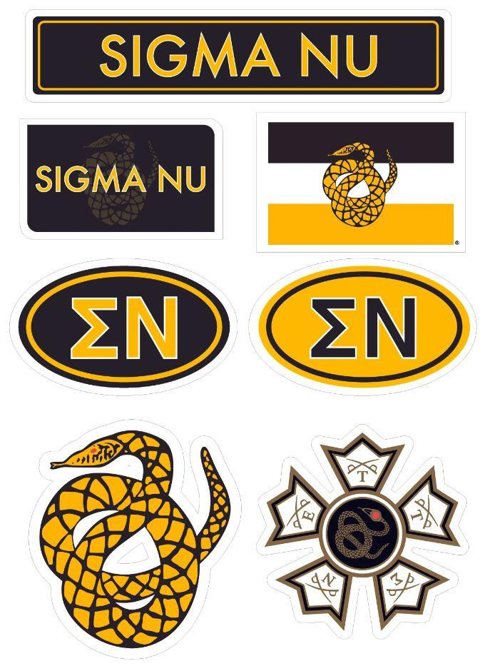 Sigma Nu Fraternity Sticker Sheet- Brand Focus - Greek Gear