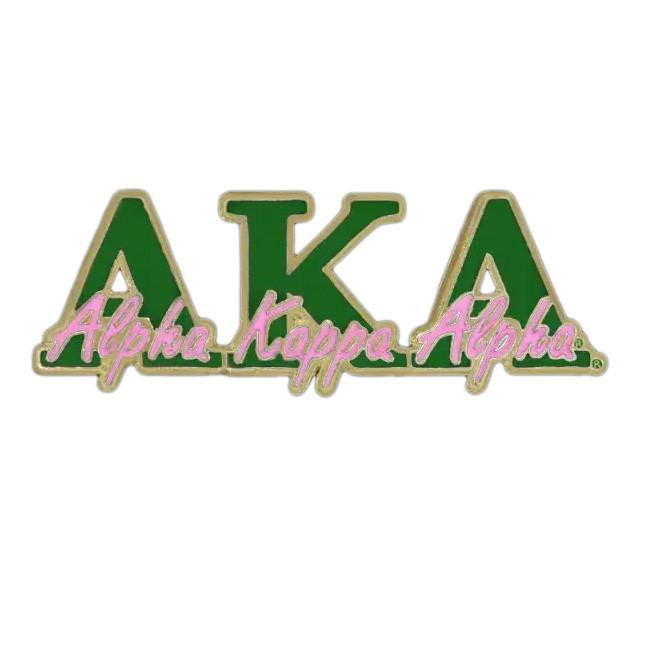 Alpha Kappa Alpha Green Letters Script Pin - Greek Gear