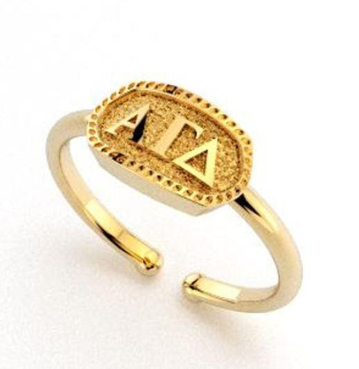 Alpha Gamma Delta Athena Oval Adjustable Ring - Greek Gear