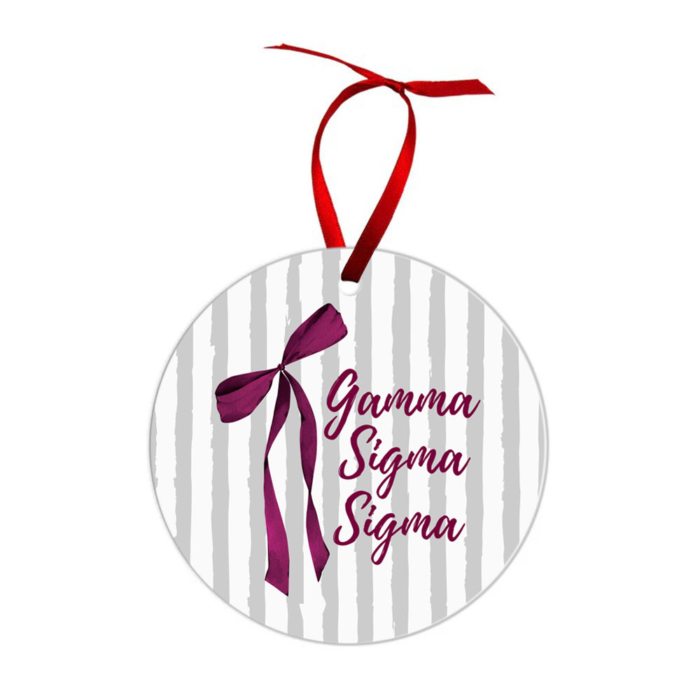 Gamma Sigma Sigma Bow Ribbon Christmas Ornaments - Greek Gear