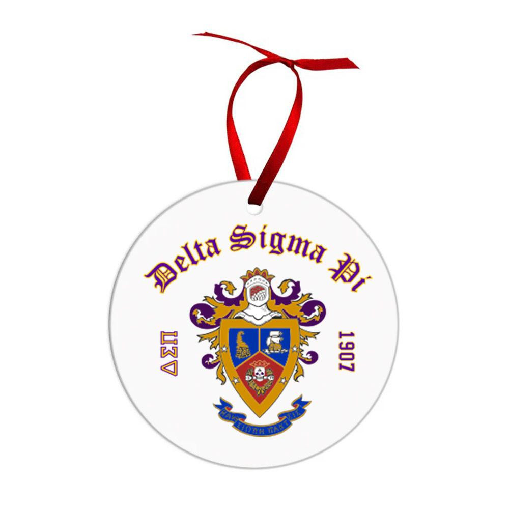 Delta Sigma Pi Crest & Year Circle Ornaments - Greek Gear