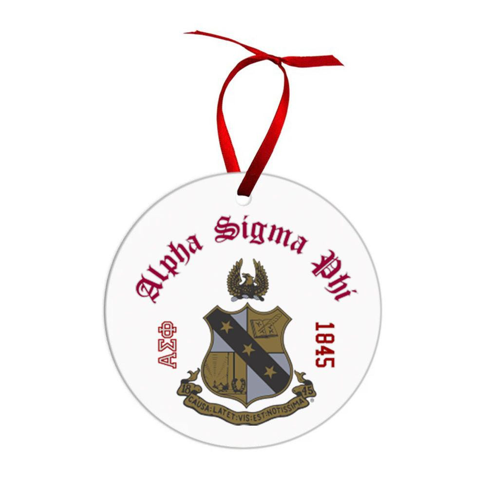 Alpha Sigma Phi Crest & Year Circle Ornaments - Greek Gear