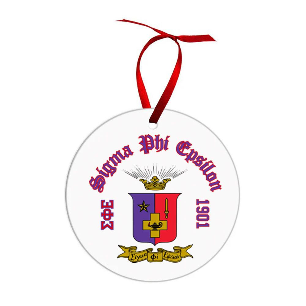 Sigma Phi Epsilon Crest & Year Circle Ornaments - Greek Gear